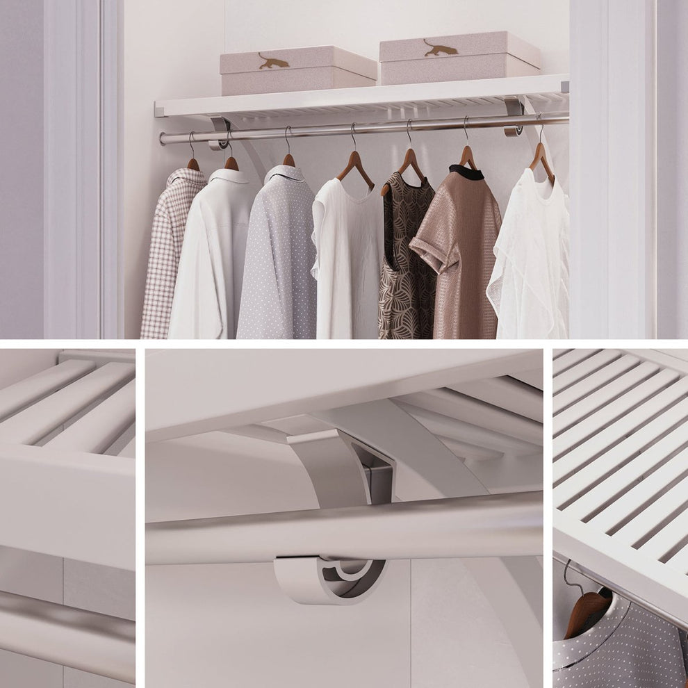 Closet Shelving: 4ft Kit w/ Bar Ventilated, Any Room Storage