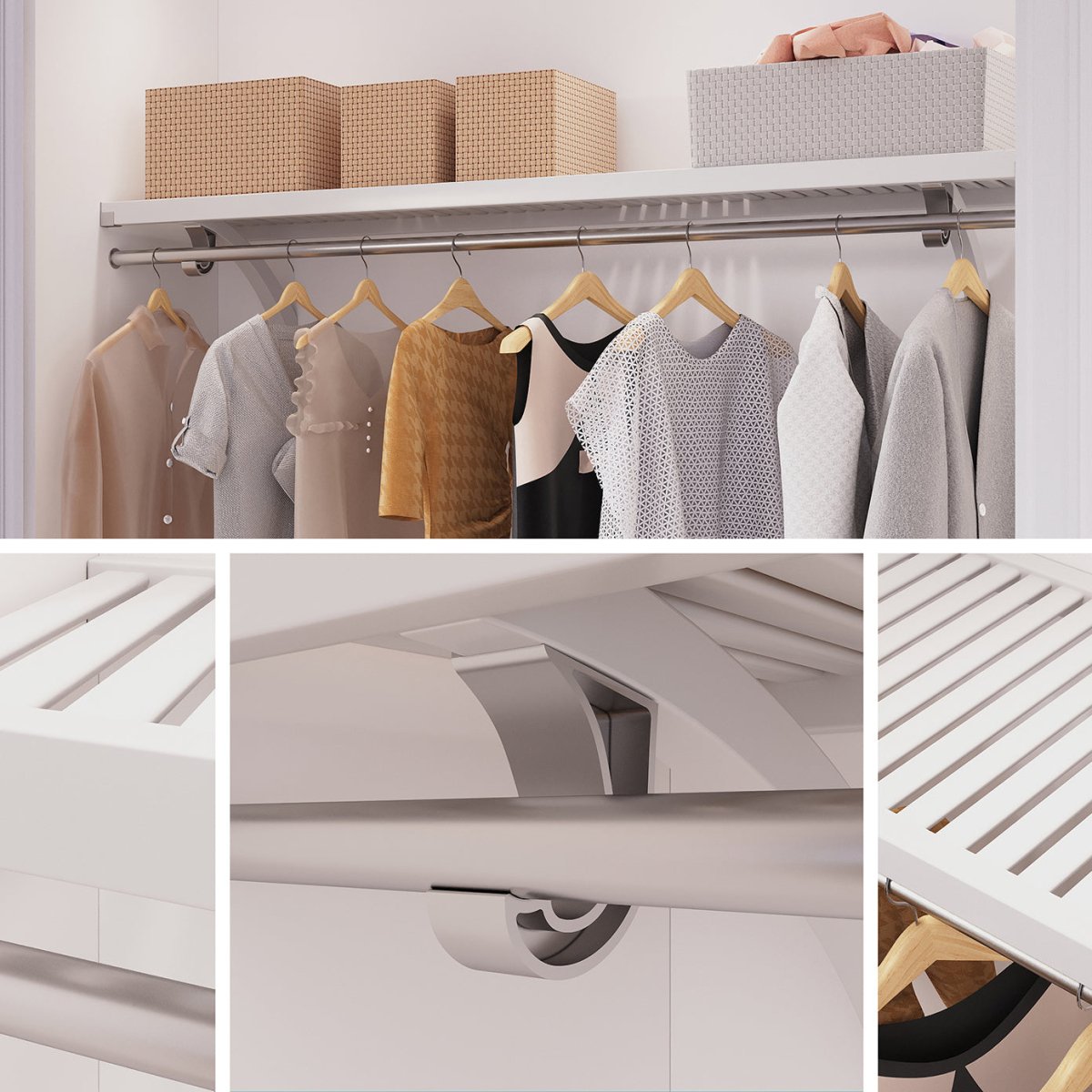 6ft Solid Wood Shelf & Rod Kit | Ventilated Closet System