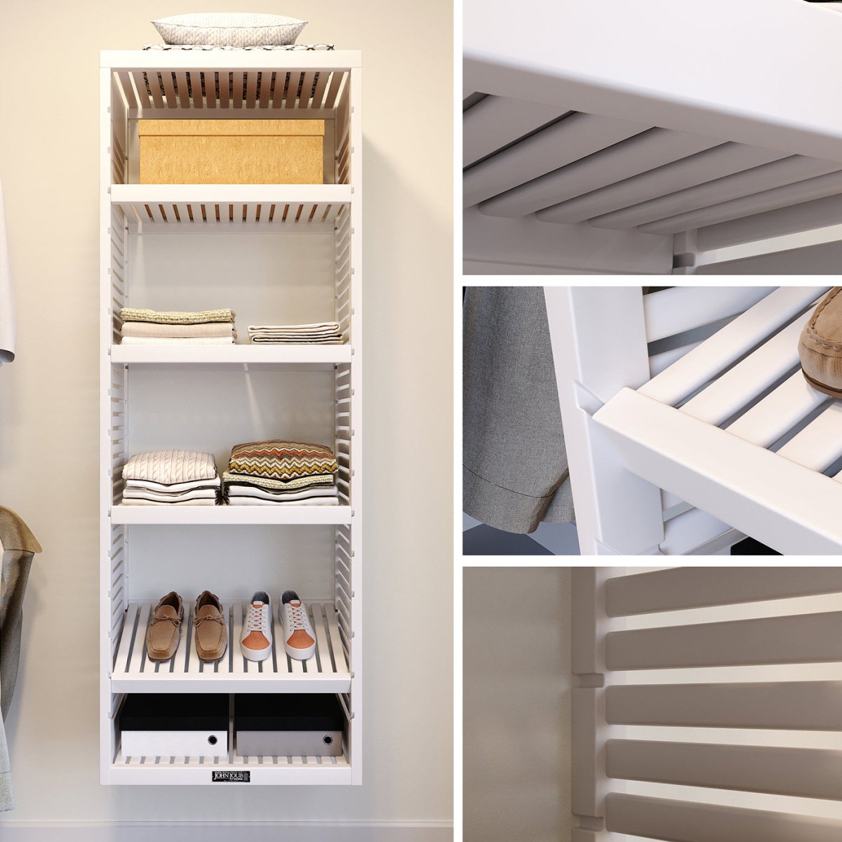 Solid Wood Adjustable Shelf 2-Pack | Shoe Tower Kit | John Louis Home