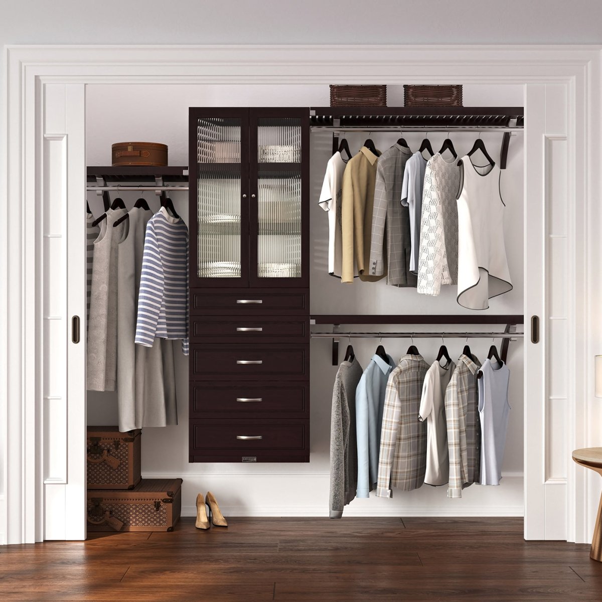 Solid Wood DIY Closet System - 5 Drawers & Doors.
