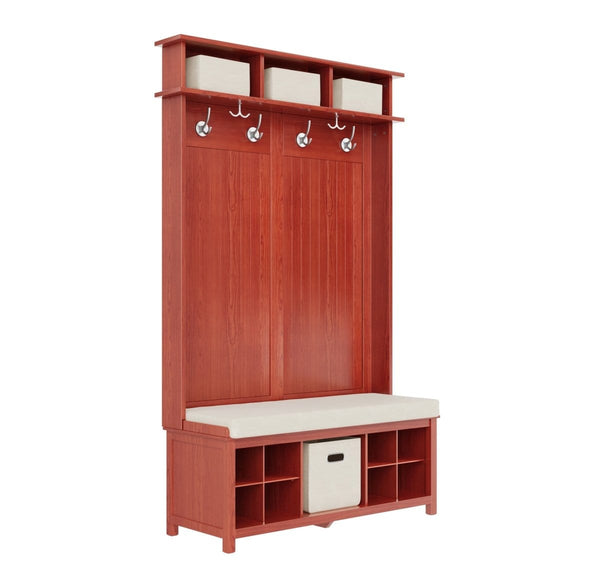 Solid Wood Hall Tree | Hybrid Shoe 2 Divider & 1 Bin Storage