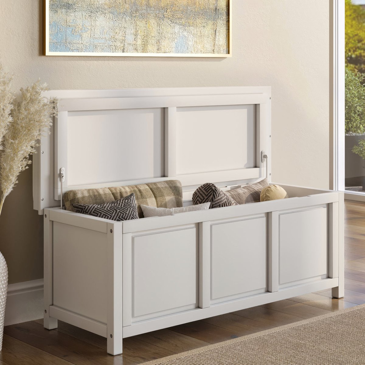 Solid Wood Open-Top Storage Bench | 4 Cu Ft Deep Storage
