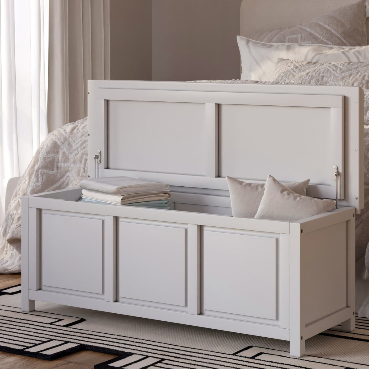 Solid Wood Open-Top Storage Bench | 4 Cu Ft Deep Storage